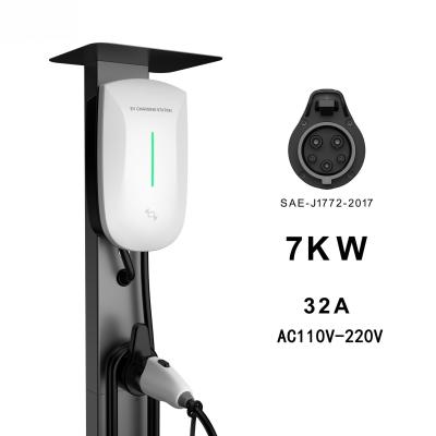 China Swiping Card Column Mounted 240V 32A Type 1 EV Charger for Tesla BMW for sale