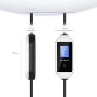 China Type2 Portable AC EV Charger 8A-32A Adjustable Current Outdoor Level 2 Charger with LED Screen for sale