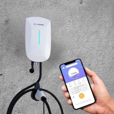 China WiFi Connected Single Gun Wall Mounted EV Charging Station 32A AC240V RFID Swiping Card for sale