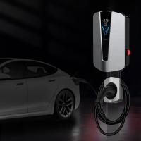 China 4.3 Inch Screen 22kW 32A AC Wall EV Charger with 5m Cable for Tesla Home Fast Charging for sale