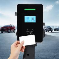China Type 2 Double Guns 5m Cable Wall Mounted EV Charging Station LCD Screen for sale