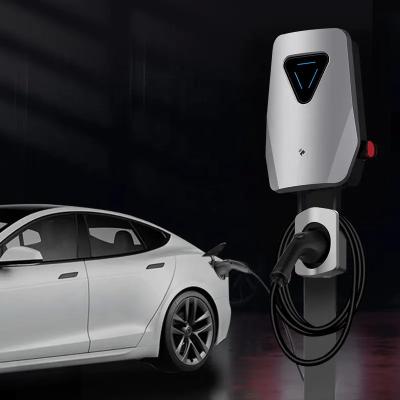 China 220V Fast Charging Single Gun Wall EV Charger With 4.3 Inch LED Screen for sale