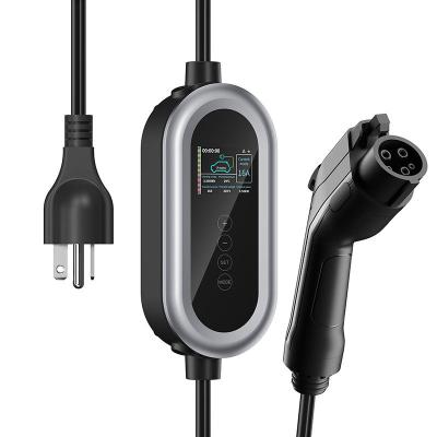 China SAE J1772 7.4m Cable Adjustable Current Mobile EV Charging Station With FCC for sale