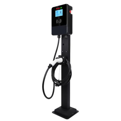 China GBT 7kW Single Gun 220V Wall EV Charger 4.3 Inch Screen with Emergency Button for sale
