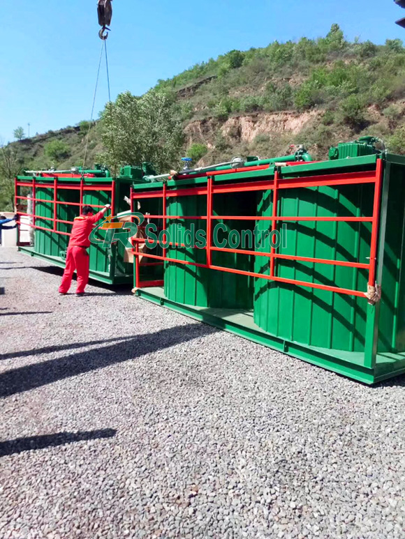 Mud tank for oil drilling site