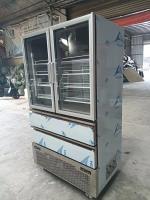 China Upright Refrigerator 2 Glass Door For Freezer 2 Drawers For Chiller For Kitchen With 110V/60Hz for sale