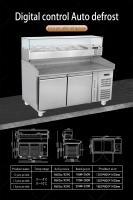China 1.8M Salad Worktable 3 Doors Undercounter Refrigerated Pizza Prep Table with Top Display for sale