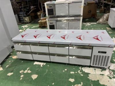 China Commercial 8-Drawers Counter Table Under Counter Kitchen Workbench Refrigerator for sale