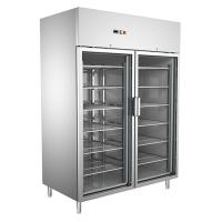 China Air Flow System 360W SS Double Door Upright Chiller for sale