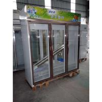 China Fan Cooling Dual Side Upright Display Refrigerator for sale
