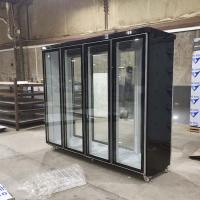 China 2500L Reach In Cooler 4 Glass Door Refrigerator For Convenience Store for sale