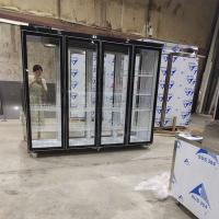 China 2500L Reach In Cooler 4 Glass Door Refrigerator For Convenience Store for sale