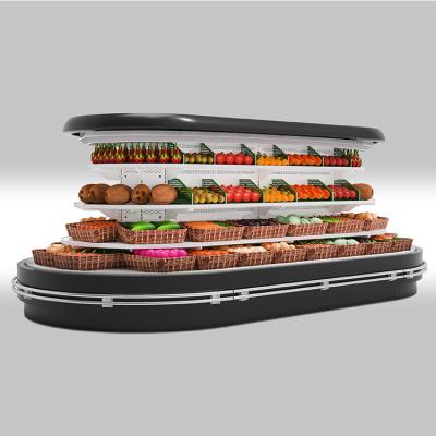 China R404A Oval Type Supermarket Refrigeration Equipments Multideck Display Chiller for sale
