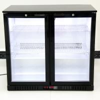 China 208L Fan Cooling Double Glass Door Back Bar Cooler With Black Color for sale