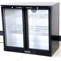 China Double Glass Door Commercial Back Bar Cooler 208L 190W With Fan Cooling for sale