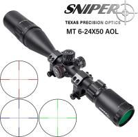China Red Green Blue Three Color illuminated tactical Reticle Riflescope 6-24x50mm for sale