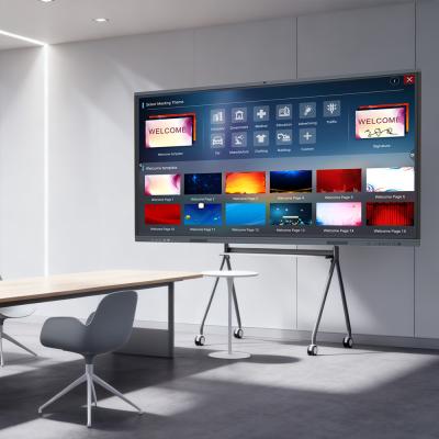 China 98 inch A type AI LCD Display Interactive Smart Board Anti Glare 4K 20 Point Touch Screen Wall Mounted for sale