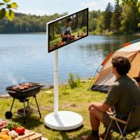 China Android LCD Touch Stand Smart TV Waterproof Rechargeable LED Wheel Attached for sale
