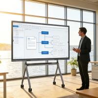 China 86 Inch High Brightness Digital Interactive Board 400 Nits Anti Glare Android 14 OS 40 Points Touch for sale