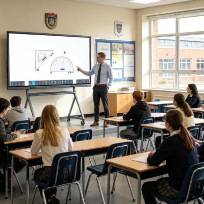 China 65 Inch AI Education Board Interactive Display for Middle Classrooms with Dual Color Annotation 40 Point Touch and Google AI for sale