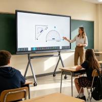 China 75 Inch AI Education Board Large Interactive Whiteboard for Big Classrooms with 40 Point Touch Dual Color Annotation and Google AI for sale