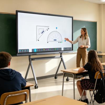 China 75 Inch AI Education Board Large Interactive Whiteboard for Big Classrooms with 40 Point Touch Dual Color Annotation and Google AI for sale