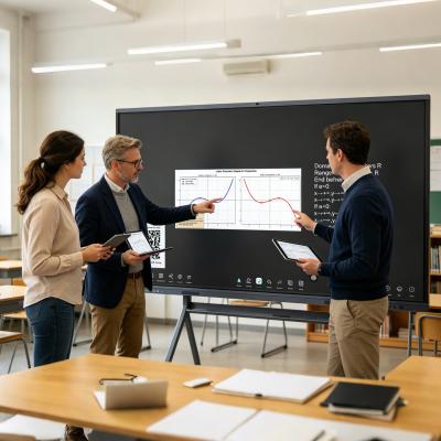 China 86 Inch AI Education Board Premium Interactive Smart Board for Auditoriums with 40 Point Touch Dual Color Annotation Google AI and Low Blue Light for sale