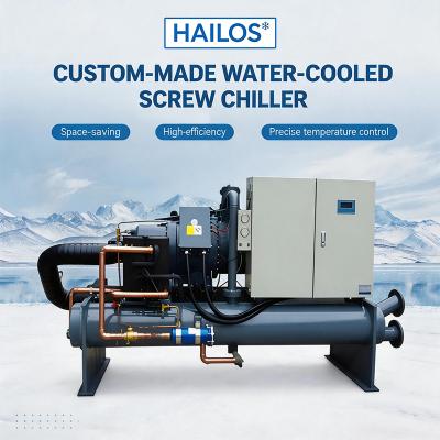 China 380V Semi Hermetic VFD Industrial Screw Chiller Water Cooled Touchscreen Controller for sale