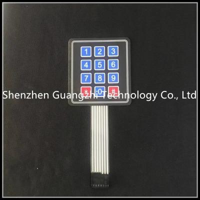 China Industrial Waterproof Membrane Keypad 3x4 Matrix 0.45mm Key Travel 69.2x76.9mm for sale