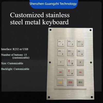 China Custom Stainless Steel Metal Keyboard 15 Keys Waterproof Dustproof 0.5mm Stroke IP65 for sale