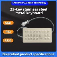 China 25 Key Stainless Steel Metal Keypad 164x68mm USB RS232 Industrial Keyboard for sale