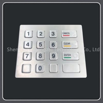 China Stainless Steel 16 Key Metal Keypad 0.5mm Travel Dust Resistant Vending Machine Keypad for sale
