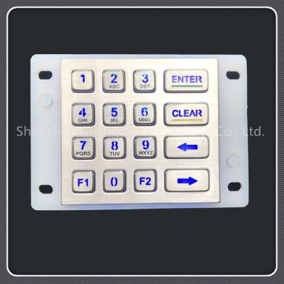 China IP67 Waterproof Stainless Steel Backlit Numeric Keypad 16 Key 2.0mm Stroke for Car Wash Machine for sale