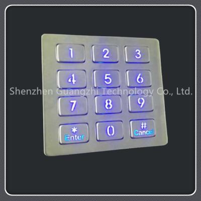 China Stainless Steel Backlit Numeric Keypad 12 Keys USB IP65 Waterproof for sale
