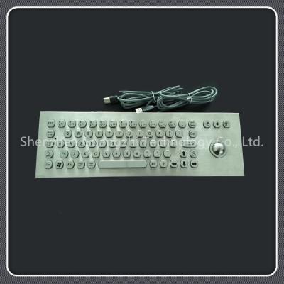 China IP65 Stainless Steel Panel Mount Keyboard 68 Keys with Trackball 382x110mm for Kiosk for sale
