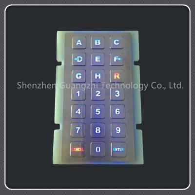 China Customized 21 Key Stainless Steel Keyboard 3x7 Matrix Layout with LED Backlight 123x237mm for sale