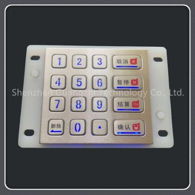 China Waterproof Backlit Stainless Steel Numeric Keypad 16 Keys USB for Self Service Machine IP65 for sale