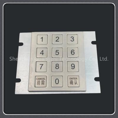 China Stainless Steel 12 Key Metal Numeric Keypad 3x4 Layout 5V DC Waterproof for sale