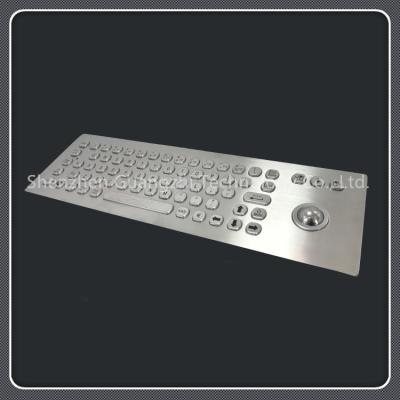 China Embedded Industrial Keyboard with Trackball 304 Stainless Steel 400x124mm IP65 for sale