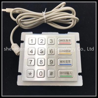 China IP67 Waterproof Stainless Steel Industrial Numeric Keypad 16 Keys USB Interface 100x90mm for sale