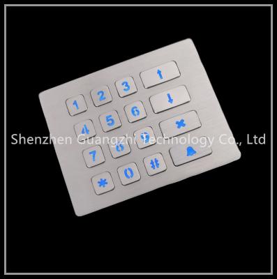 China IP65 Waterproof 16 Key LED Backlit Keypad 4x4 Matrix Stainless Steel for Industrial Equipment for sale