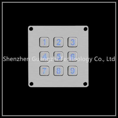 China Stainless Steel 9 Key Digital Keypad IP65 Vandal Proof for Kiosk Access Control for sale