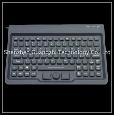China Black Silicone Rubber Keypad with Full Size Trackball Mouse USB IP68 Waterproof 230x150x10mm for sale
