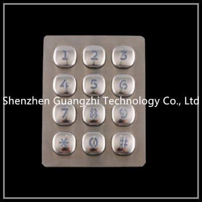 China Stainless Steel Embedded Metal Numeric Keypad 3x4 Matrix IP65 for Bank Security Door for sale