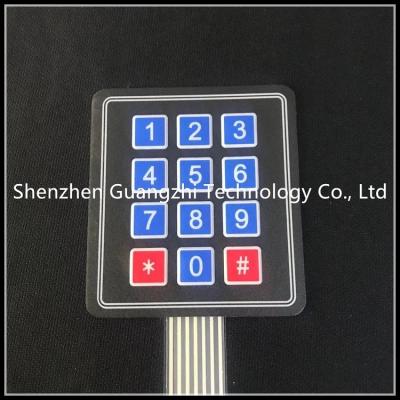 China Industrial Numeric Keypad 3x4 Matrix Waterproof Membrane Switch 0.45mm Key Travel 69.2x76.9mm for sale