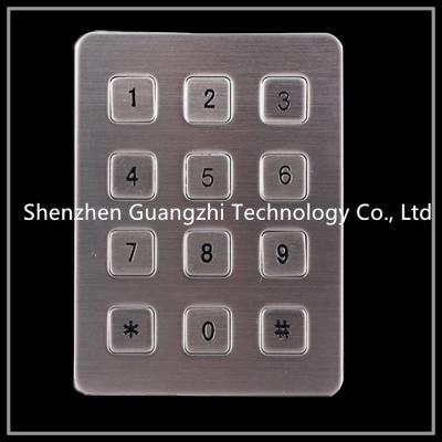 China Customizable Stainless Steel Numeric Keyboard 3x4 Matrix 12 Keys IP65 for sale