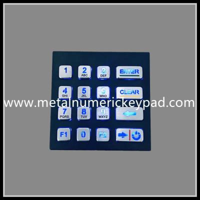 China Illuminated 16 Key Stainless Steel Numeric Keypad IP67 Waterproof 1.5mm Stroke for sale