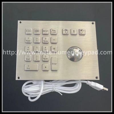 China Industrial Stainless Steel Metal Keypad with Trackball 800dpi USB Interface 160x125mm for sale