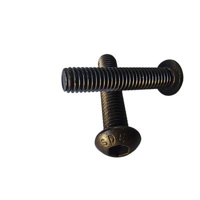 China Blackened Carbon Steel Hex Socket Cap Screw with Full Thread and Flat Round Head for sale