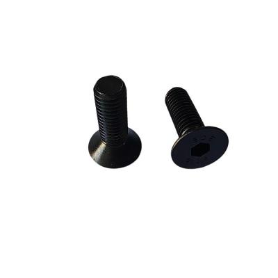 China Precision Flat Head Socket Cap Screw Blackened Alloy Steel Full Thread DIN Standard for sale